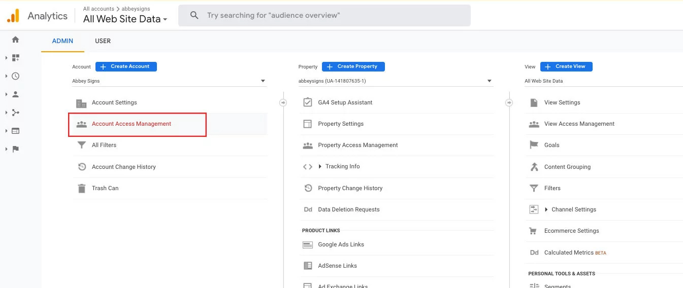 How to share your Google Analytics account